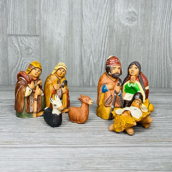 Holiday | Clay Terra Cotta Nativity Set 7 Piece Set Hand Painted ...